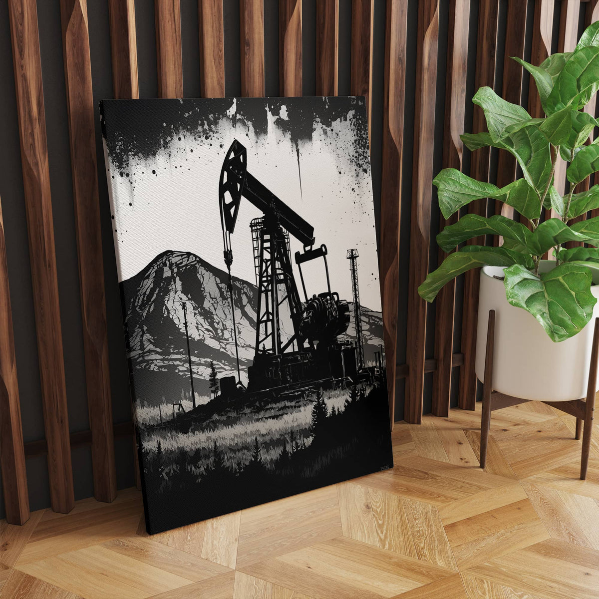 Oil Rig Canvas Art Print, Oil and Gas Canvas Print Canada, Oil Rig Art ...