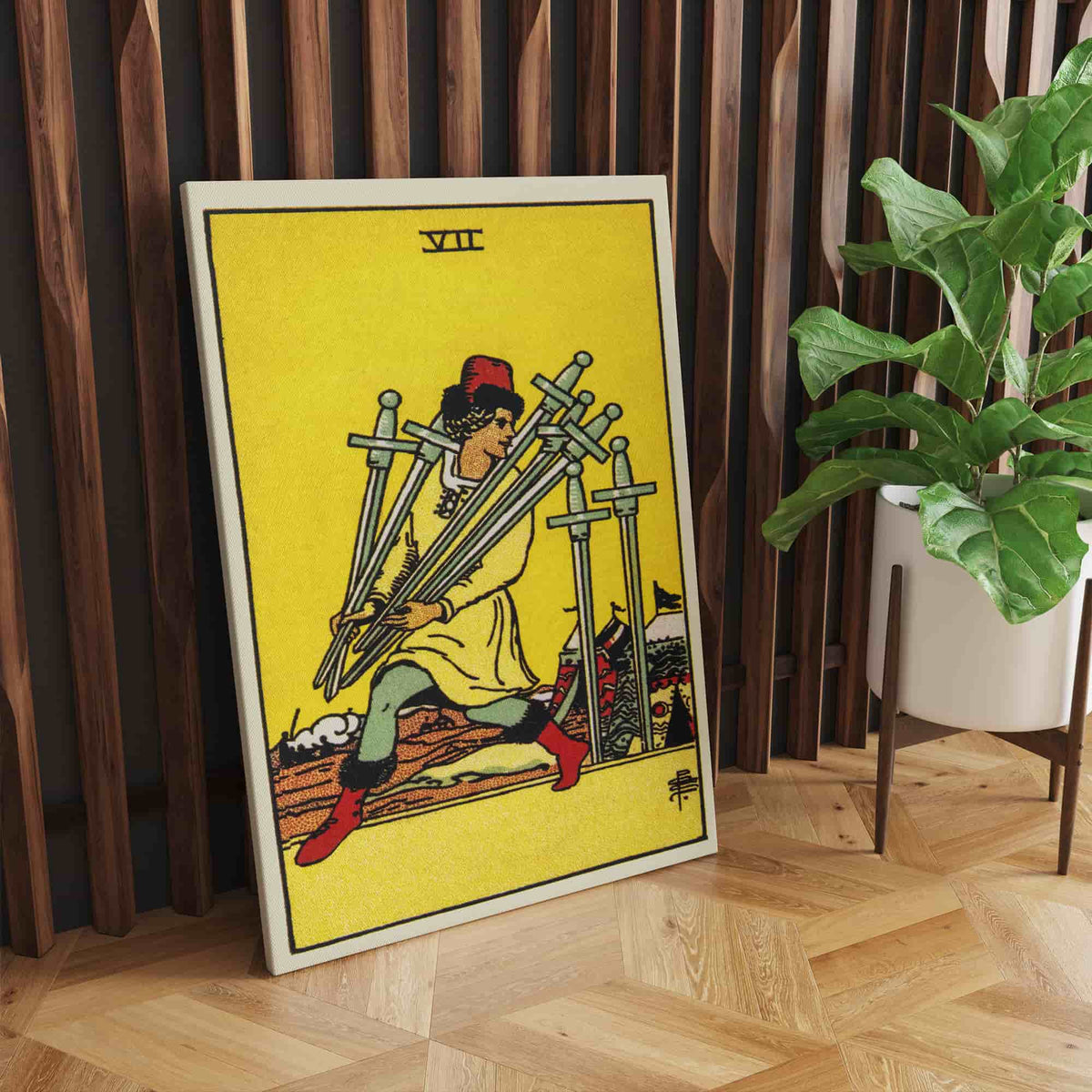 Seven of Swords Tarot Card Canvas Print - Tarot Card Canvas Art Canada ...