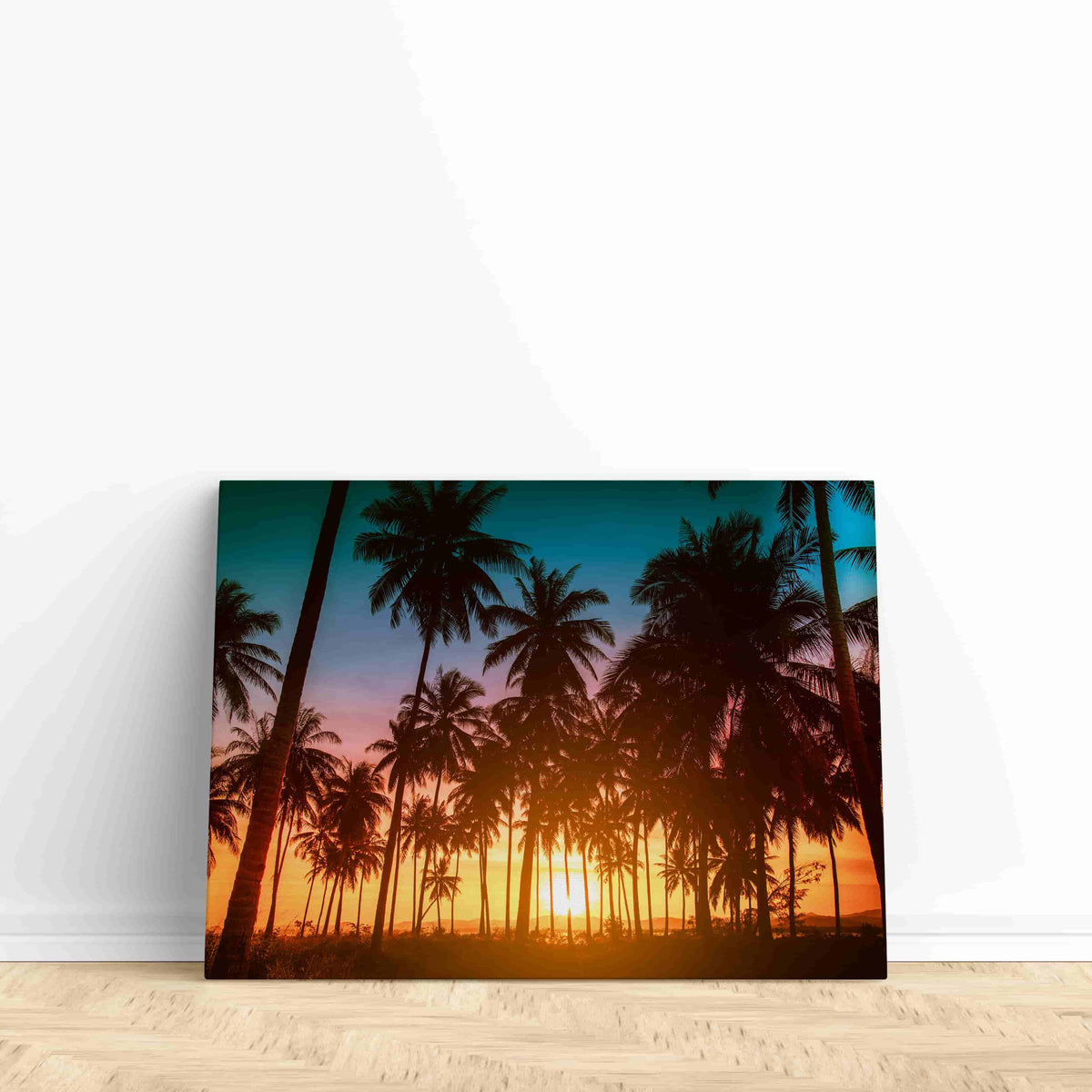 Sunset Palm Tree Canvas Print - Palm Tree Canvas Wall Art Print Canada ...