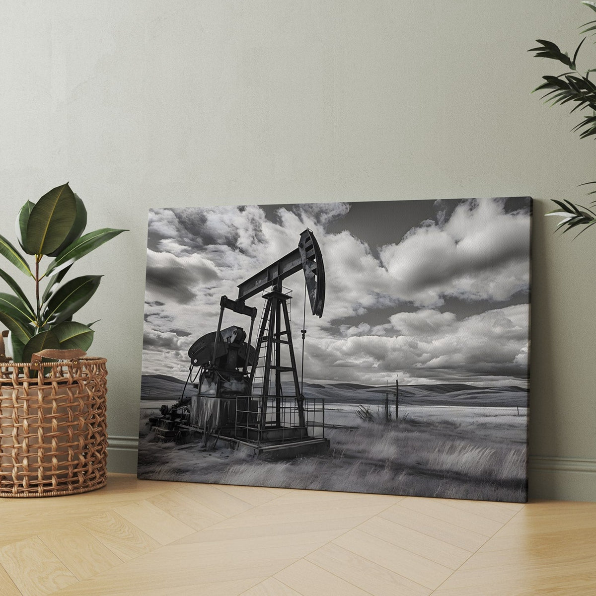 Oil Rig Canvas Art Print, Oil and Gas Canvas Print Canada, Oil Rig Art ...