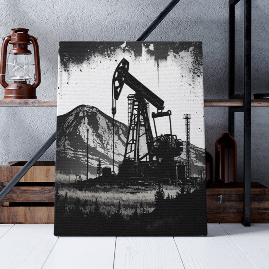 Oil Rig Canvas Art Print, Oil and Gas Canvas Print Canada, Oil Rig Art ...