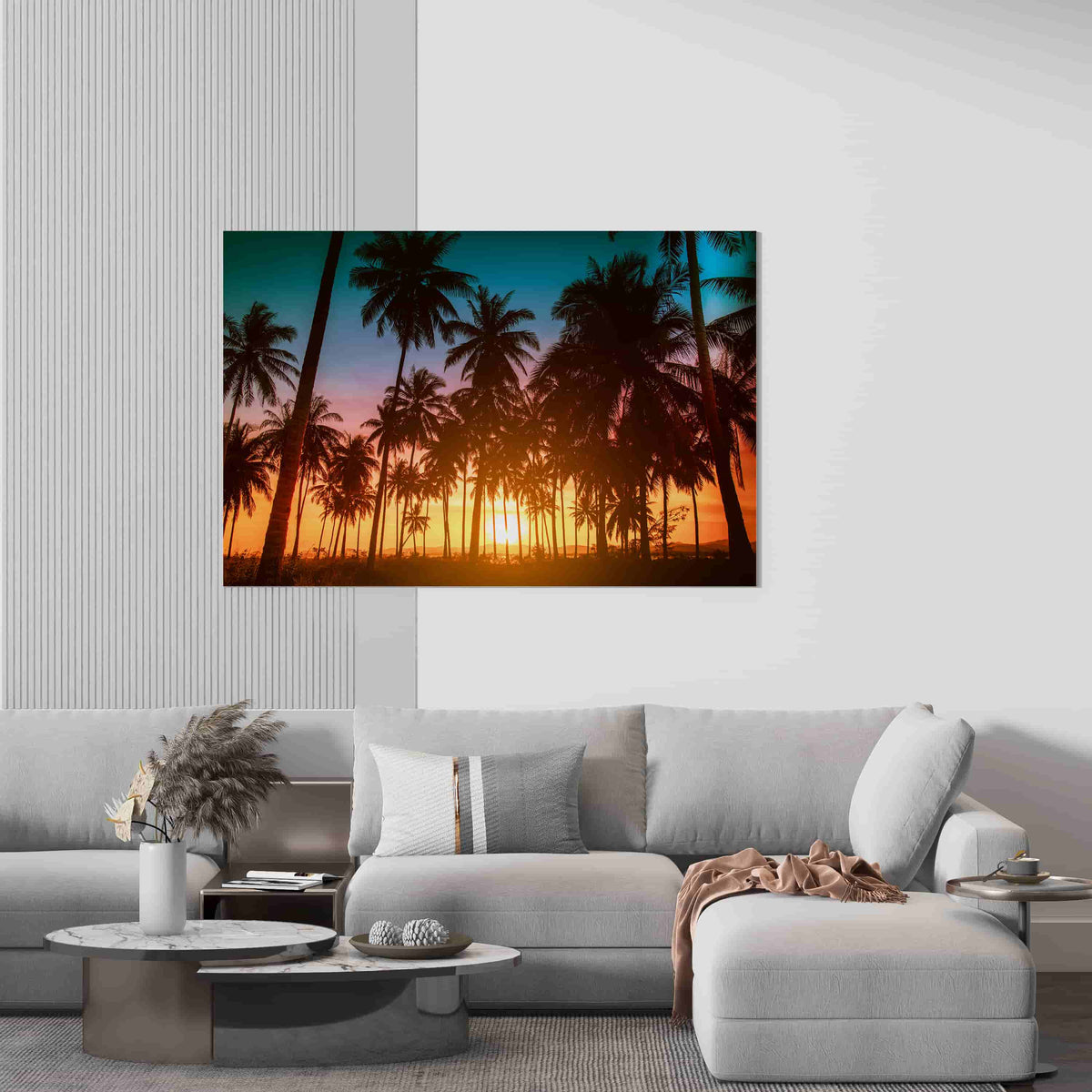Sunset Palm Tree Canvas Print - Palm Tree Canvas Wall Art Print Canada ...