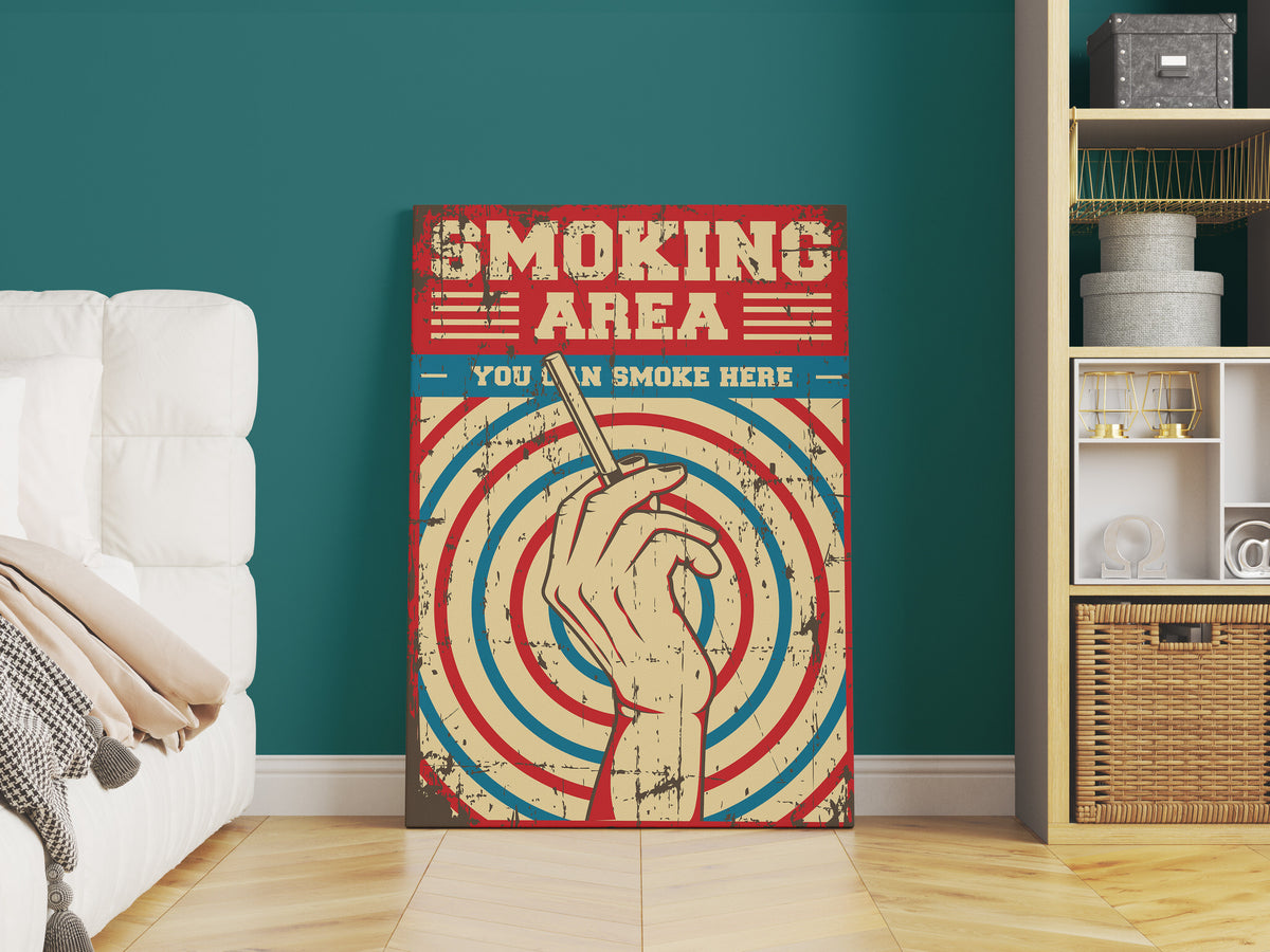 Vintage Sign Smoking Area Canvas Print - Vintage Sign Wall Art Canada ...