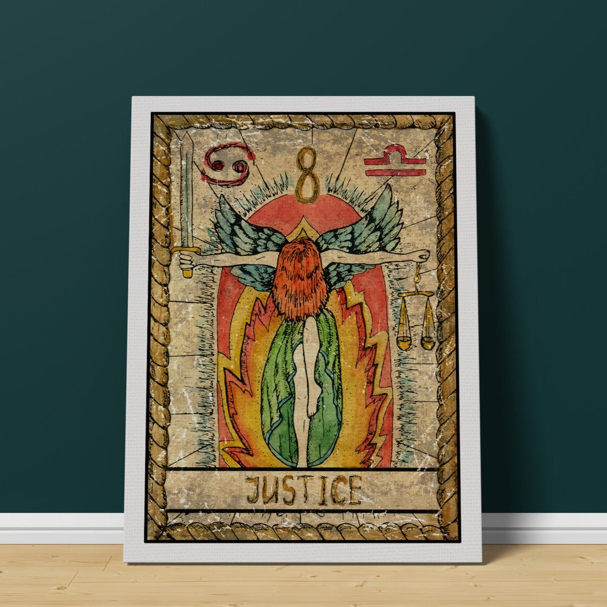 Justice Tarot Card Canvas Print - Tarot Card Print Wall Art Canada ...